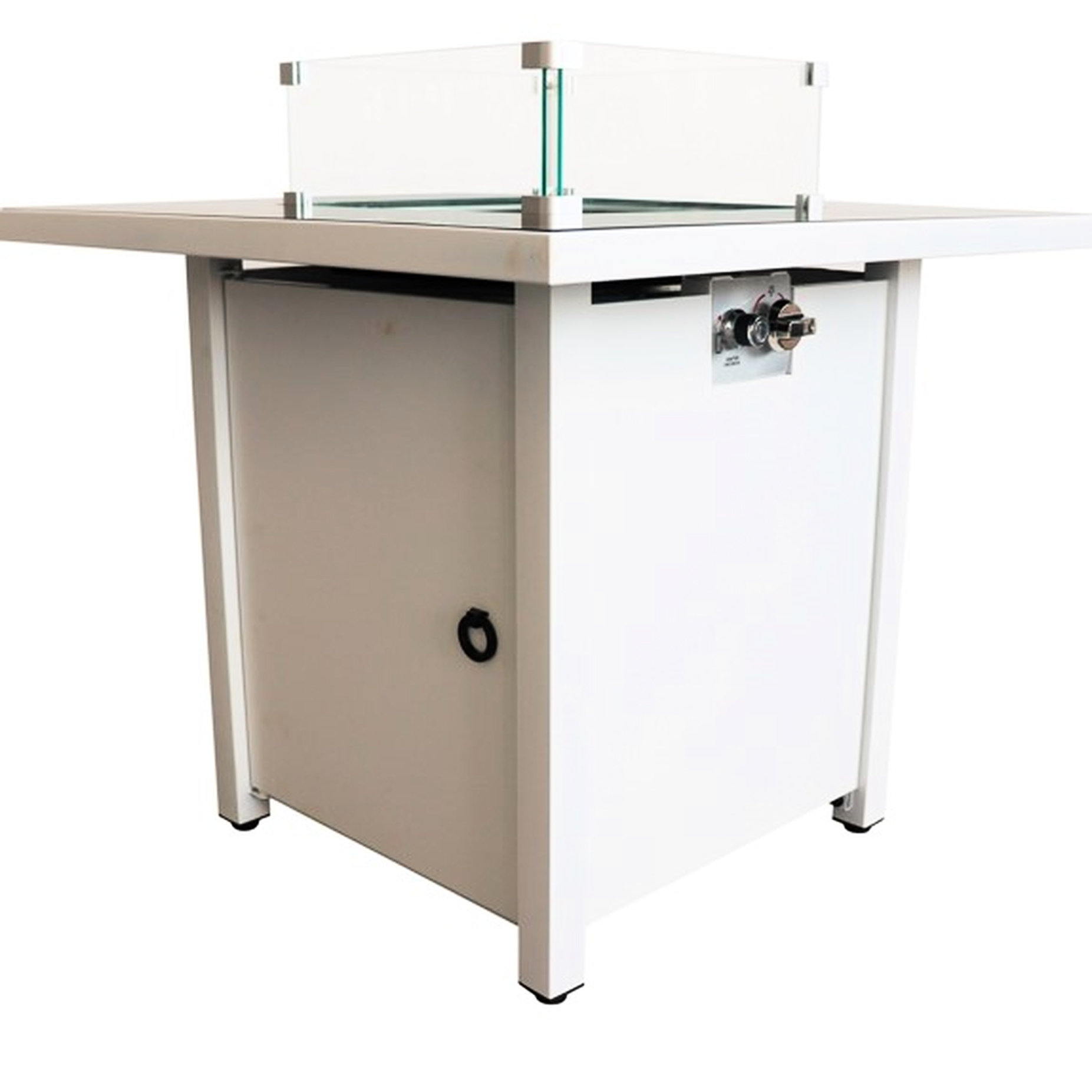 Brayden Studio® 30" White Steel Fire Pit Table - 40000 Heat Production, 24-hour Burn, Push ...